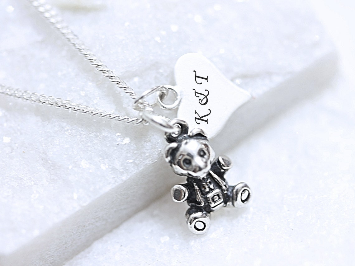 Sterling Silver Teddy Bear Necklace Personalized 925 Silver | Etsy