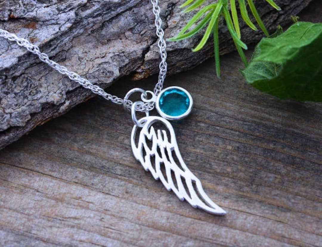 Angel Wing Necklace, Sterling Silver Angel Wing on Sterling Silver ...