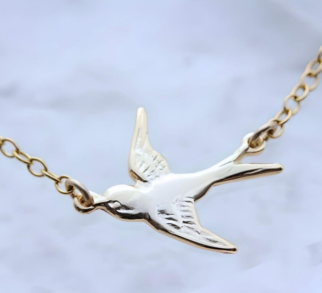 Gold Bird Necklace Choose Silver OR Gold Bird Necklace Flying Bird ...