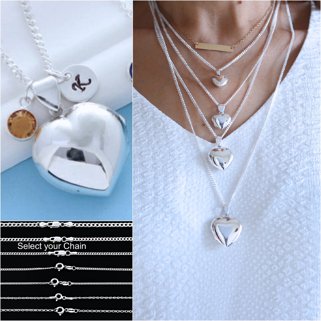 Large Lockets Solid Sterling Silver Heart Locket Necklace - Etsy