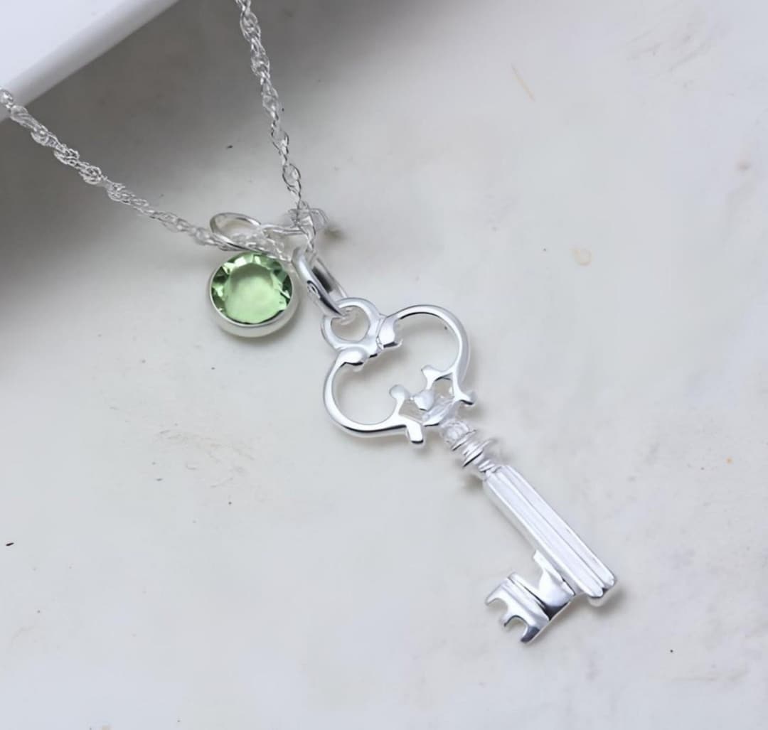 Sterling Silver Key Necklace Key Jewelry Antique Key Necklace, 1 Charm ...