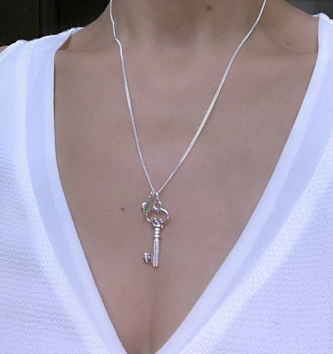 Skeleton Key Necklace. Sterling Silver Key Pendant, 1 Personalized ...