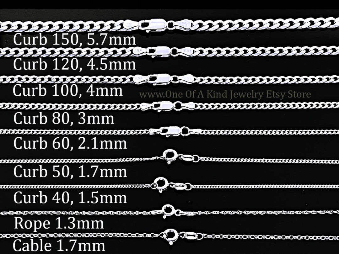 Solid 925 Sterling Silver Chains. Italian Curb Chains Chain Necklace ...