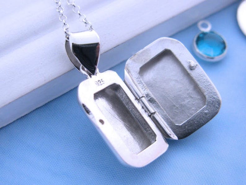 Rectangular Silver Locket Necklace Genuine 925 Sterling - Etsy