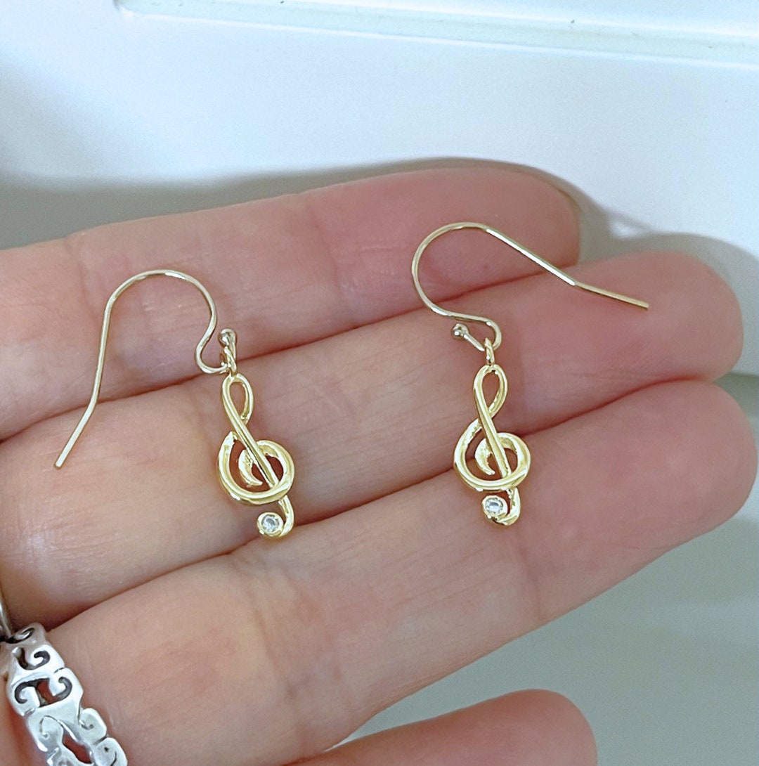 Leverback Earrings Melody Note Music Dangle Treble Clef Earrings 12k ...