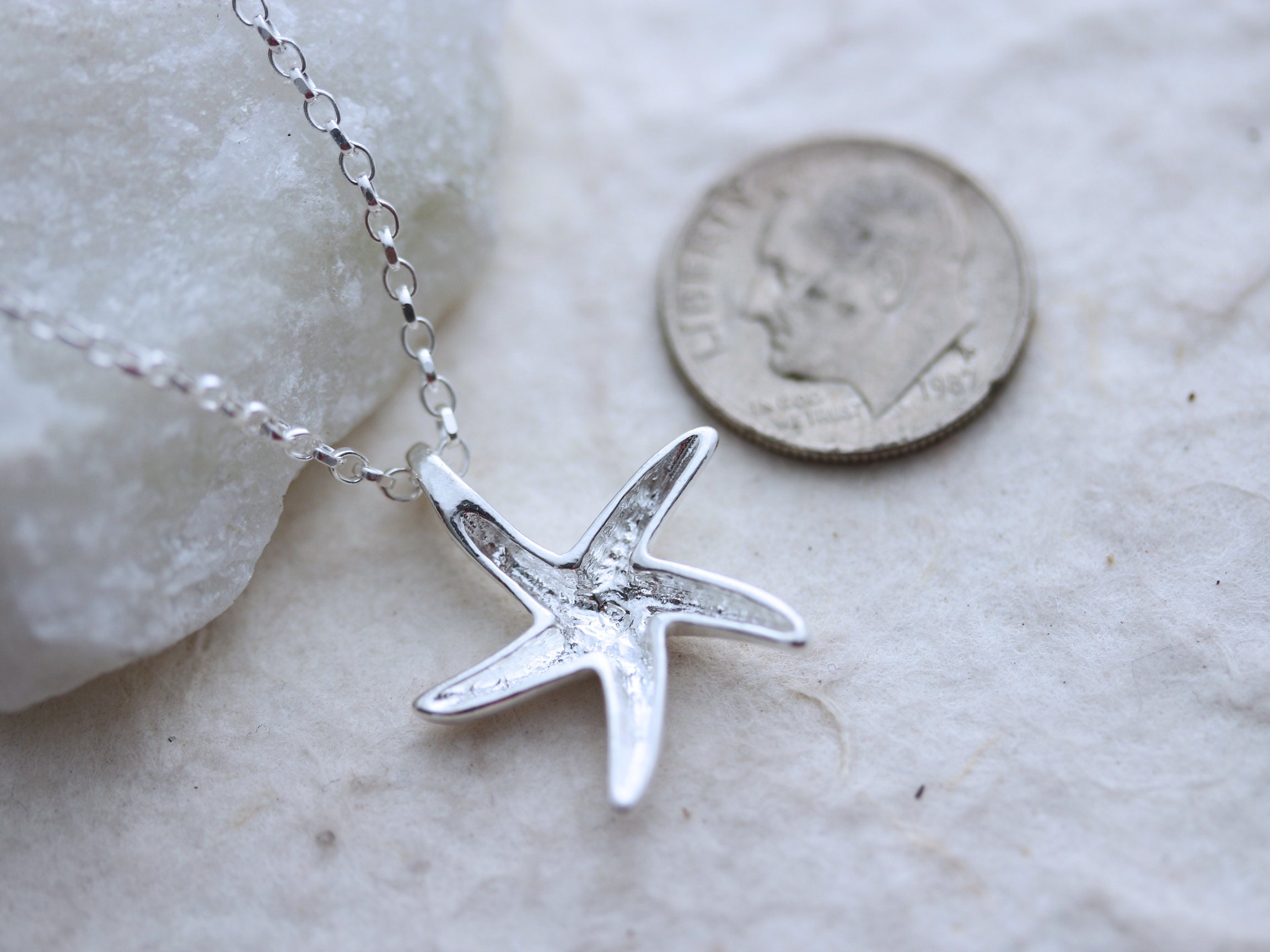 Sterling Silver Starfish pendant Big Silver starfish | Etsy