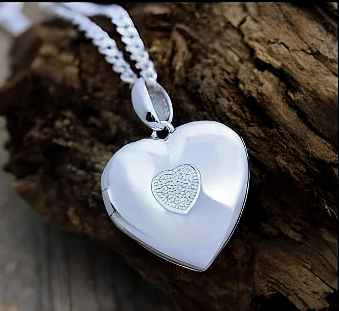 Sterling Silver Heart Photo Locket Necklace Solid Sterling Silver Heart ...