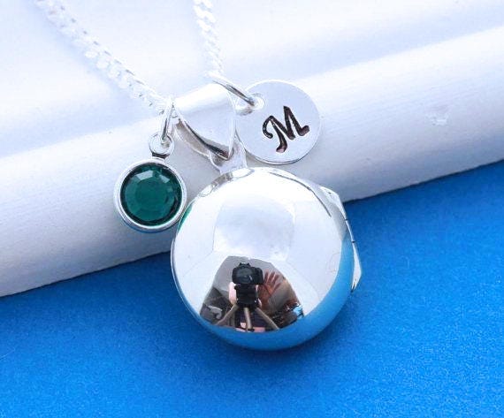 Lockets Sterling Silver Locket Necklace Personalized Round | Etsy
