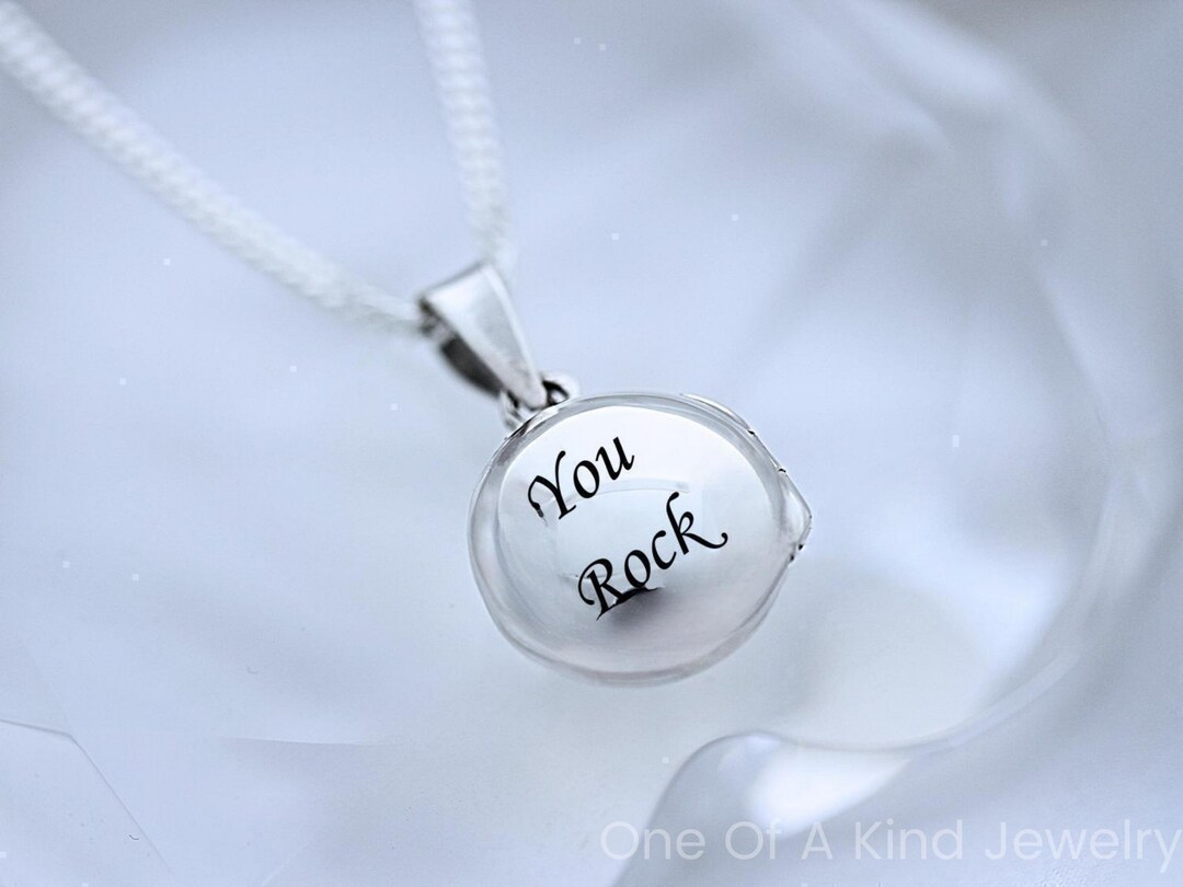 Laser Engraved Locket, Sterling Silver Locket Necklace Personalized ...