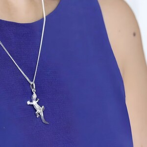 Sterling Silver Lizard, Lizard Necklace, Silver Lizard Pendant Necklace ...