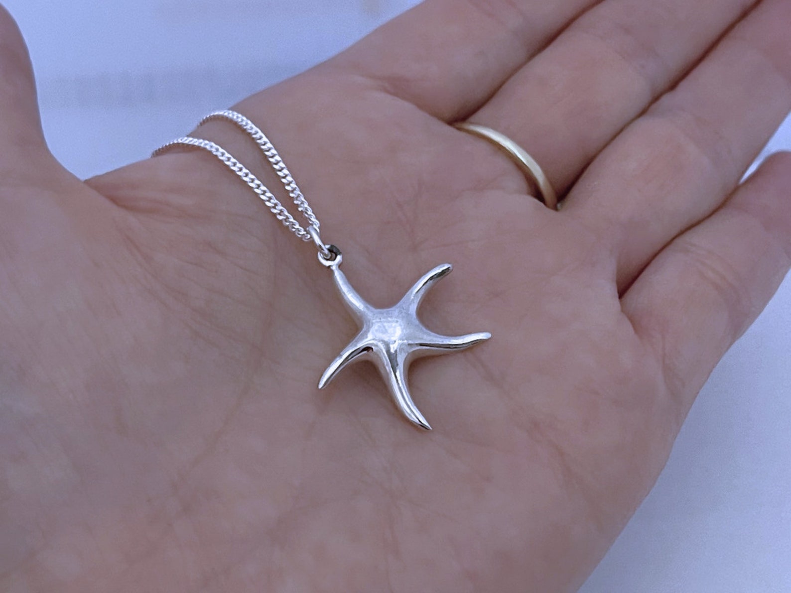 Sterling Silver Starfish Pendant Big Silver Starfish - Etsy
