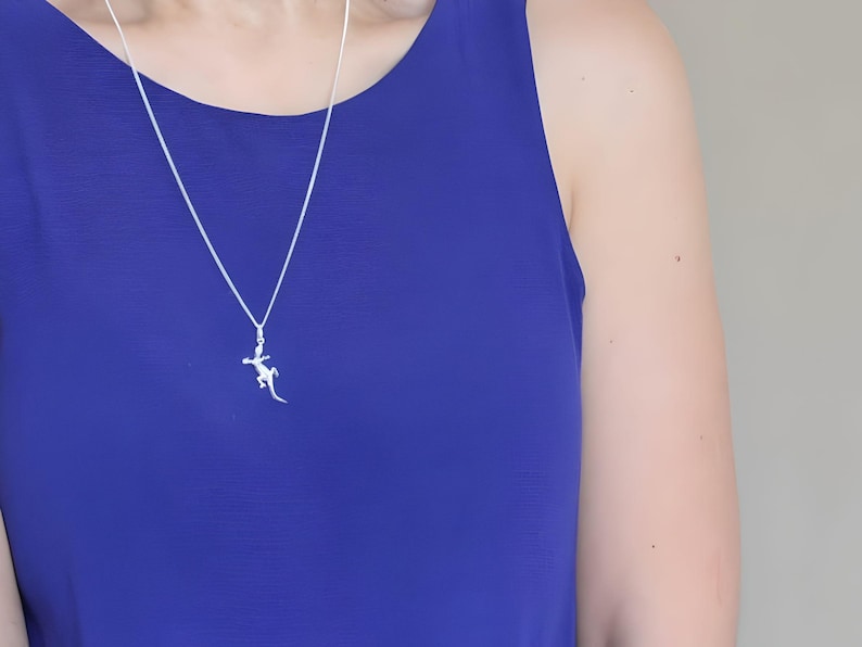 Sterling Silver Lizard, Lizard Necklace, Silver Lizard Pendant Necklace ...
