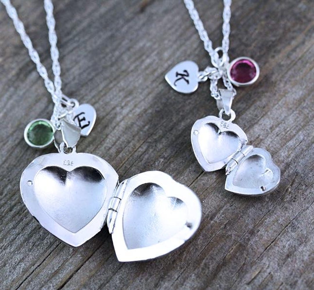 Mother Daughter Necklace Locket Necklace Set Sterling Silver Heart ...