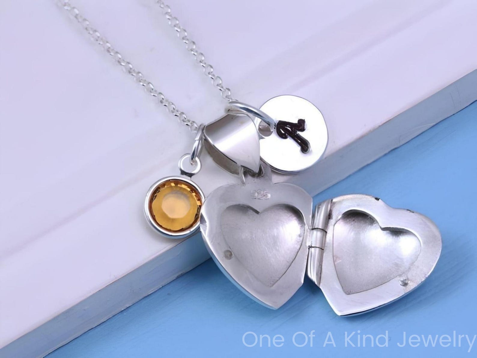 Sterling Silver Small Heart Locket Necklace Personalized Charms Silver ...