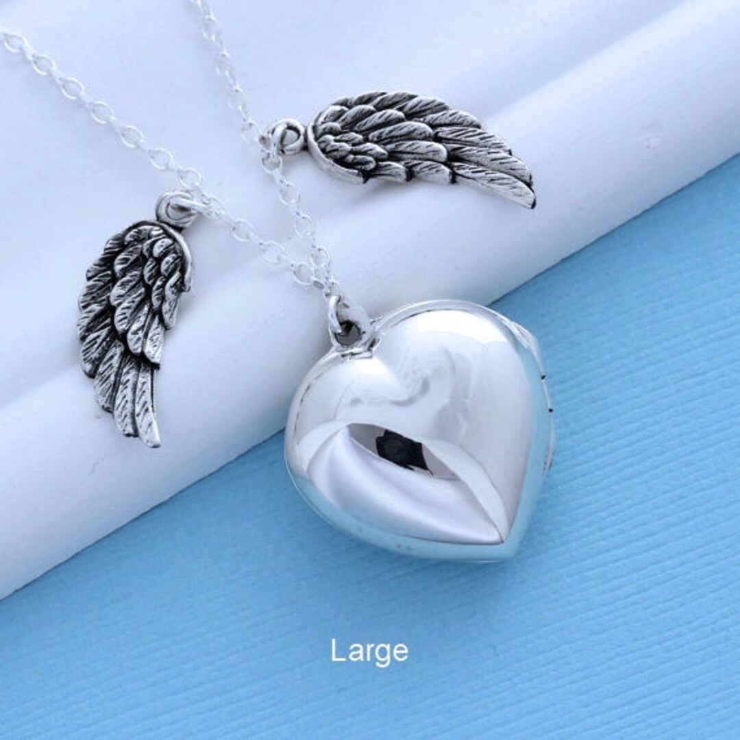 925 Silver Guardian Angel Wing Locket Sterling Silver Heart Locket ...