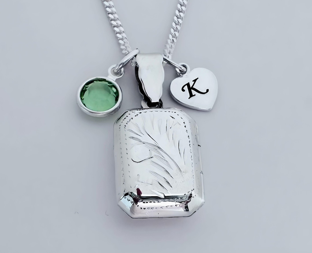 Rectangular Locket Necklace. Sterling Silver Rectangular Medium Locket ...