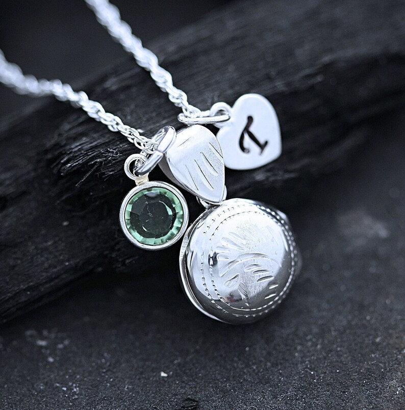 Small Silver Round Locket Necklace sterling Silver Fancy | Etsy