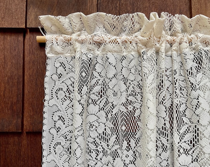 Lace Curtain Panels, Floral Lace Drape, Ivory, Beautiful, Excellent ...