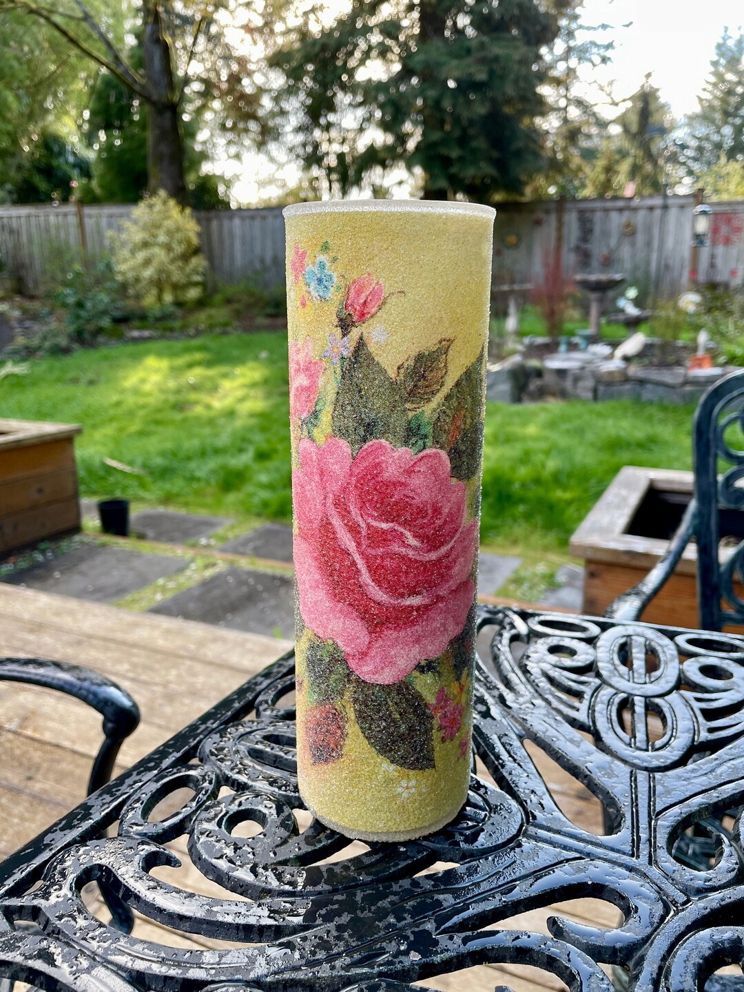 Sugared Candle, Vintage Candle, Rose Candle, 1960s, Wonderful Condition ...