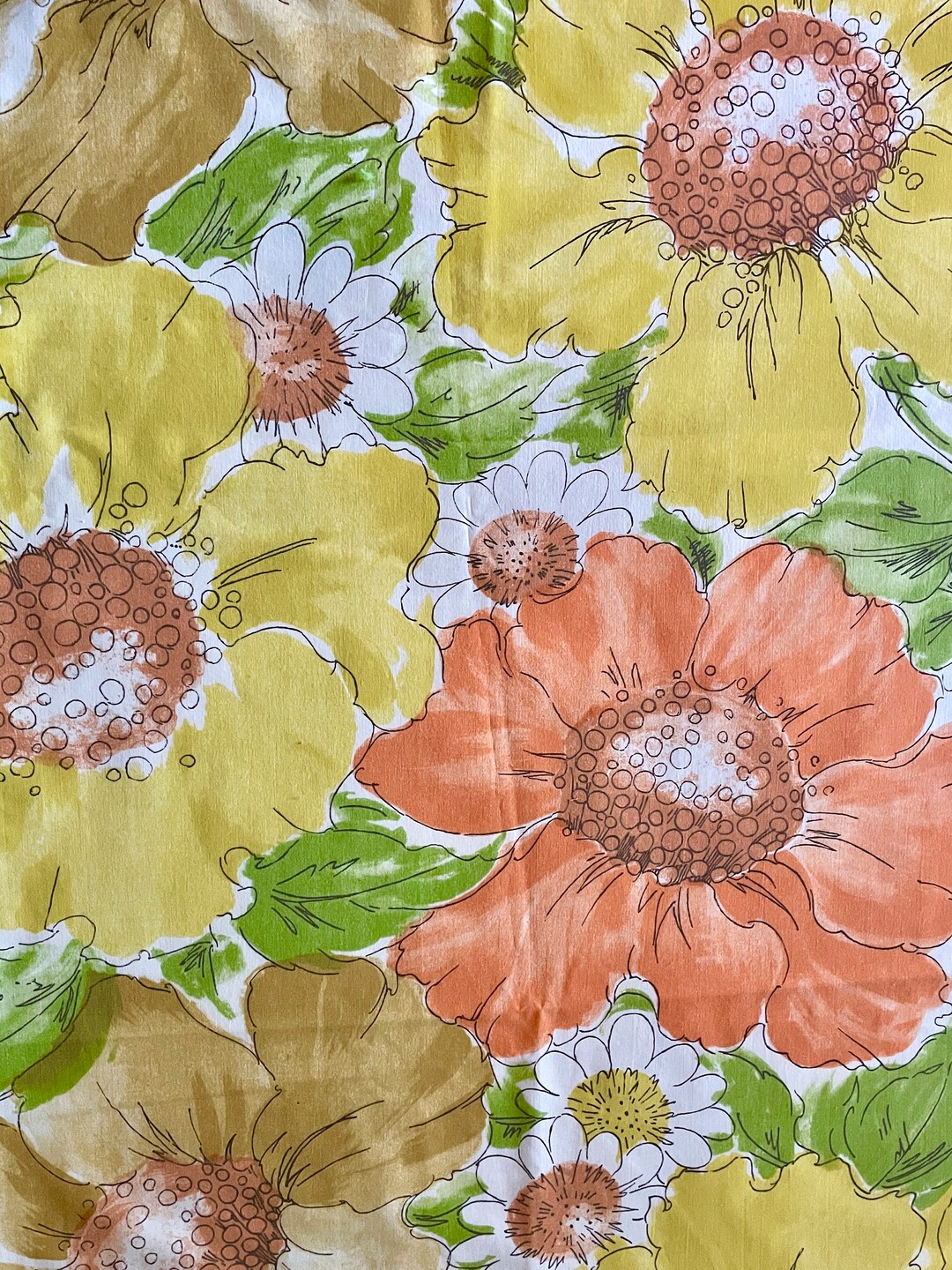 Vera Fabric: Bold Floral Design, Two Large Pieces for Repurposing - Etsy