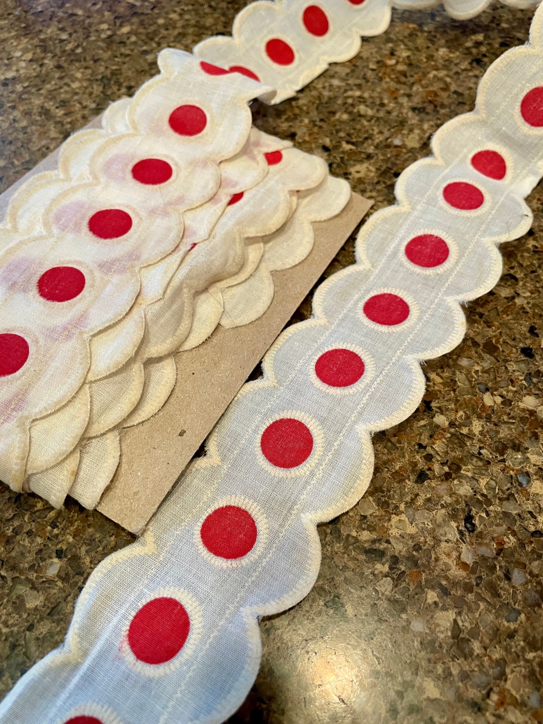Vintage Trim, Cute Polka Dot and Scalloped Edge Trim, Wide, 1970s ...