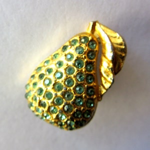 Pear Rhinestone Brooch - Green Rhinestone - Pear Pin - Fruit Jewelry ...