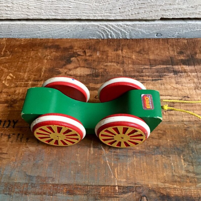 Brio Wood Pull Toy Wheels Green Red Toy - Etsy