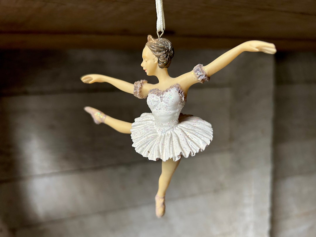 Ballet Dancer Christmas Tree Ornament Ceramic White Tutu Point Shoes ...