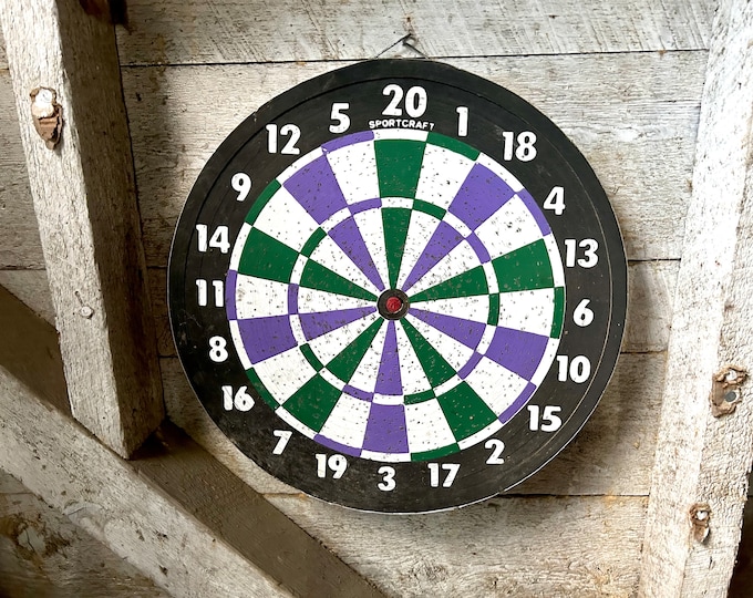Vintage Dart Board Purple Black Double Sided - Baseball Bar Decor Wall ...