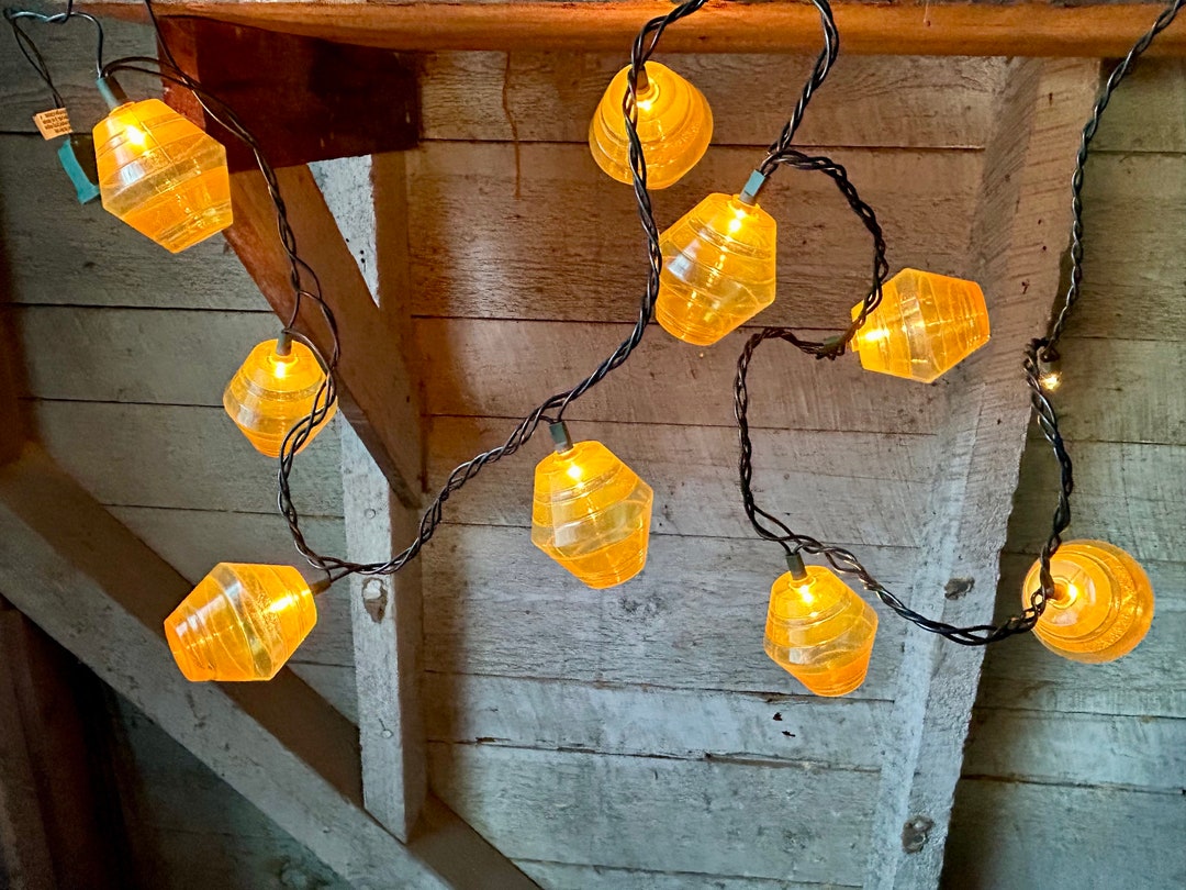 Blow Mold String Lights Christmas Tree Lights Orange and Clear Stripe ...
