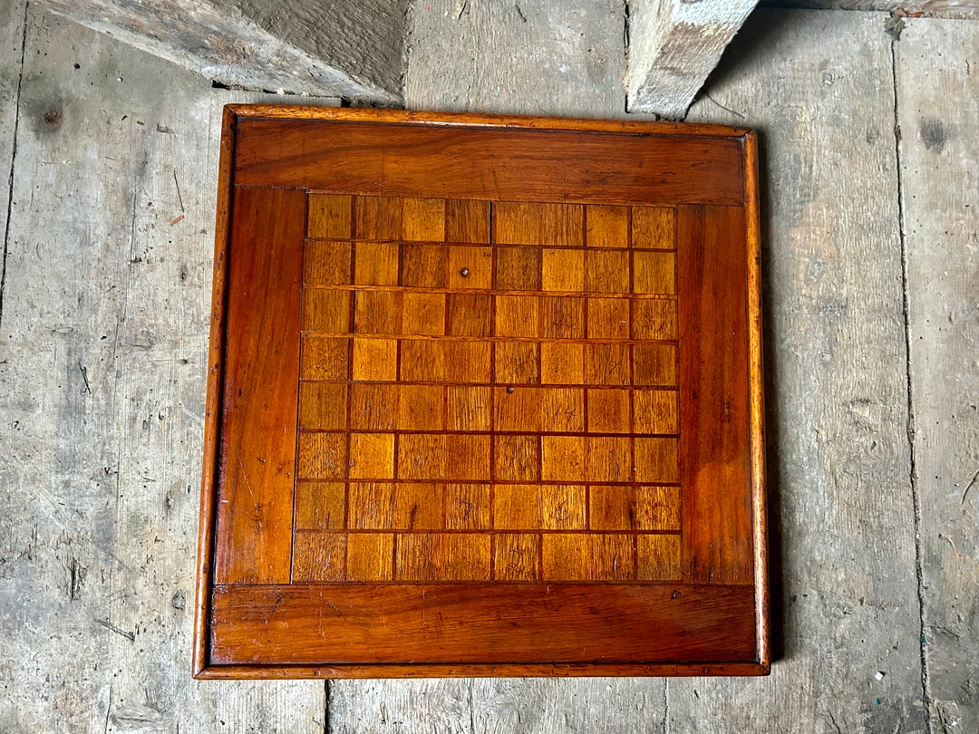 Antique Wood Chess Checker Board Inlay Wood Farmhouse 1900s Primitive ...