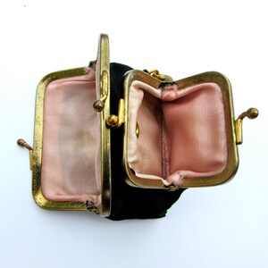 Black Double Change Purse - Key Chain - Double Pouch - Pink Satin ...