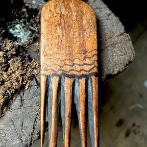 African Hand Carved Wood Figural Hair Comb Tribal Wall Decor West ...