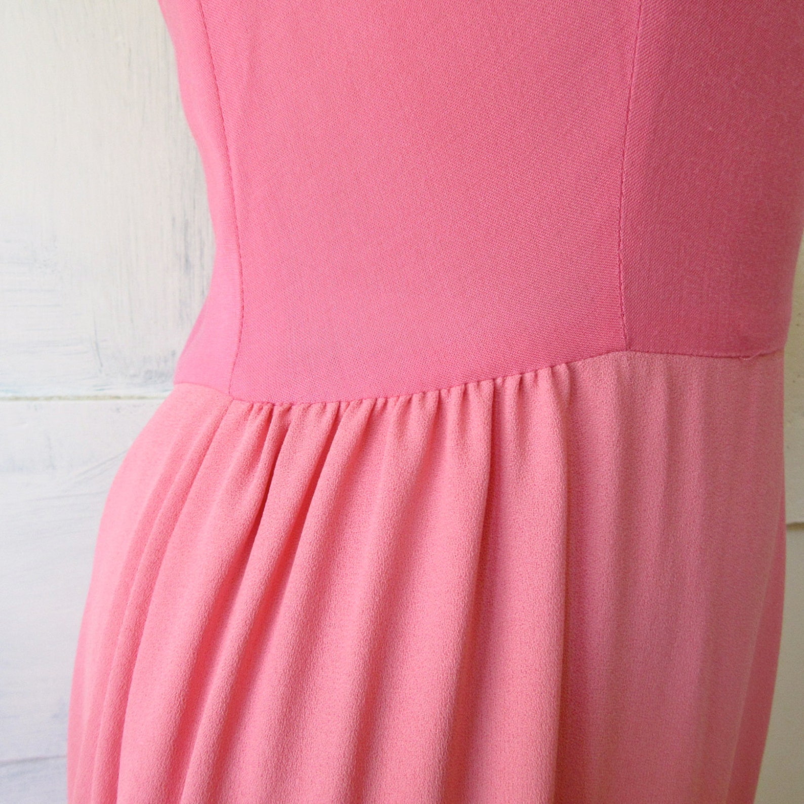 60s Pink Maxi Dress Formal Prom Cocktail Dress Tank Dress - Kick Pleat ...