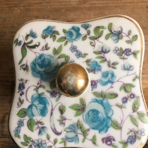 Porcelain Floral Box Curved Shape Trinket Box Gold Trim - Etsy