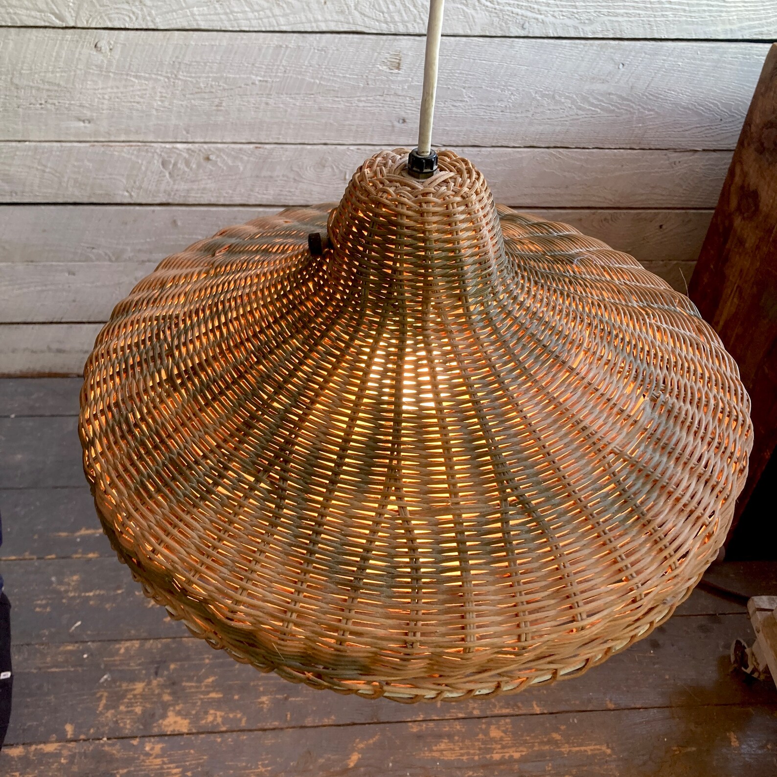 60s 70s Wicker Swag Ceiling Lamp Ceiling Hanging Light Tan and - Etsy
