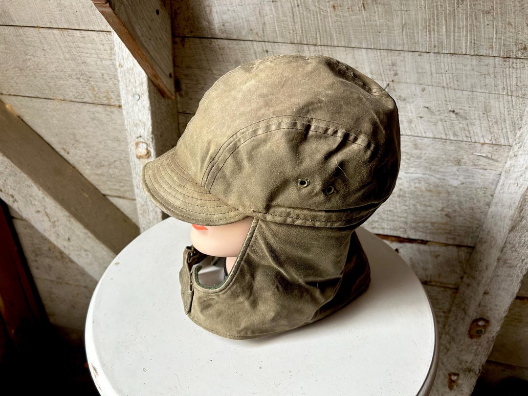 Filson Tin Cloth Wildfowl Hat Ear Flap Green Wool Lining Size XL Made ...