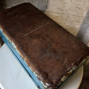 Tool Box Metal Blue Distressed Rusty Tool Box Storage Industrial Box ...