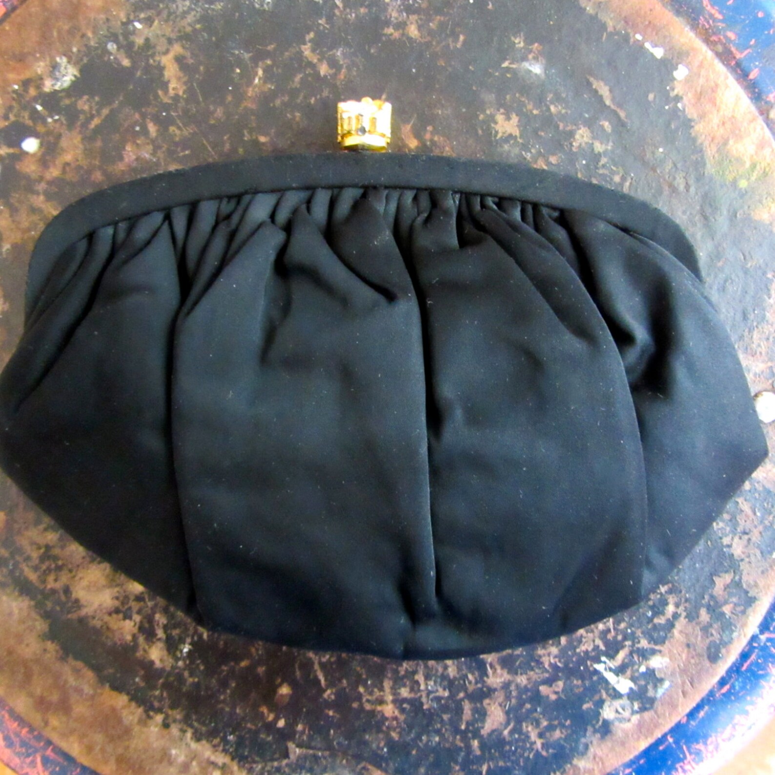 Black Satin Purse Rhinestone Clasp Clutch Evening Bag - Etsy