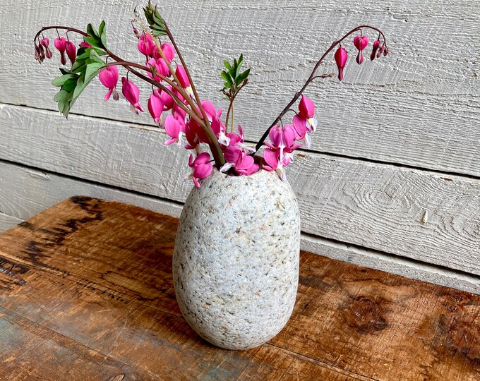Stone Bud Vase - Natural Rock Vase - Rustic Decor Gray Rock - Textured ...
