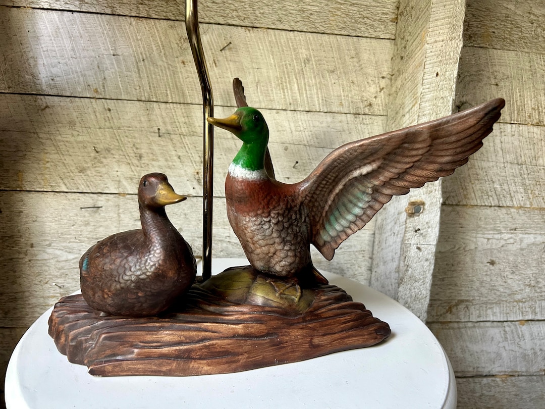 50s Duck Table Lamp Hand Painted Ceramic Mid Century Handmade Lamp 2 ...