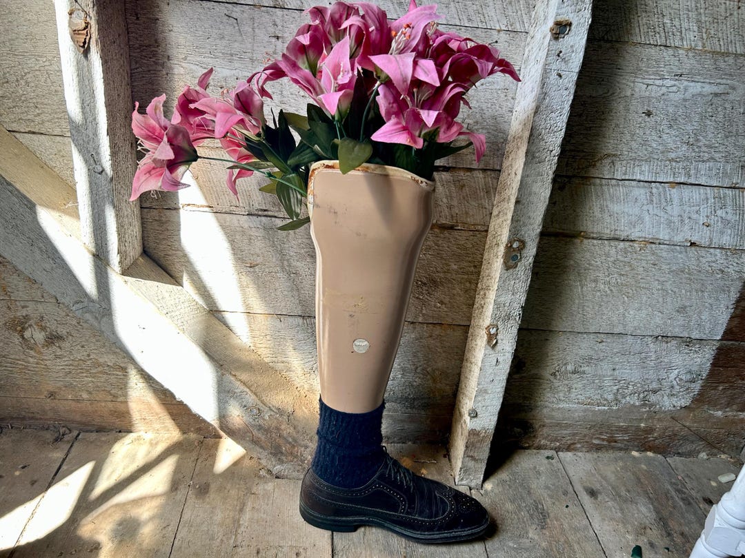 Vintage Mens Prosthetic Leg Halloween Decor With Shoe and Sock Fake Leg ...