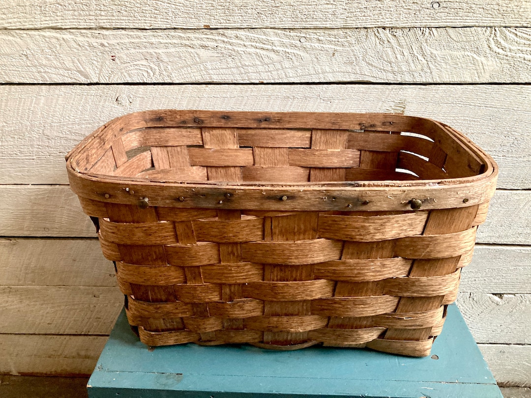 Vintage Split Wood Rectangular Basket Farmhouse Rustic Primitive Decor Display Basket - Etsy