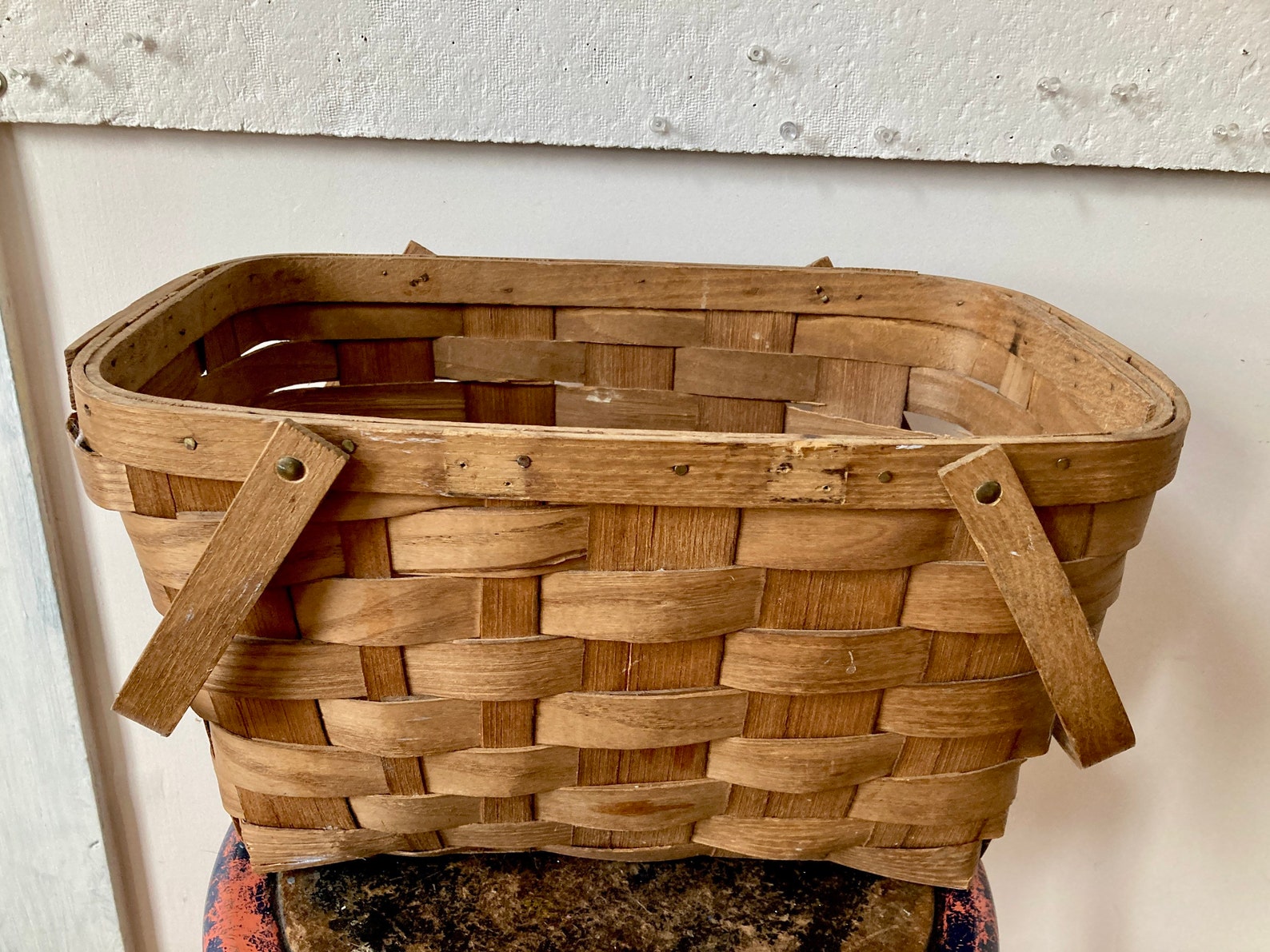 Picnic Basket Split Wood 2 Bent Wood Handles Farmhouse Rustic - Etsy