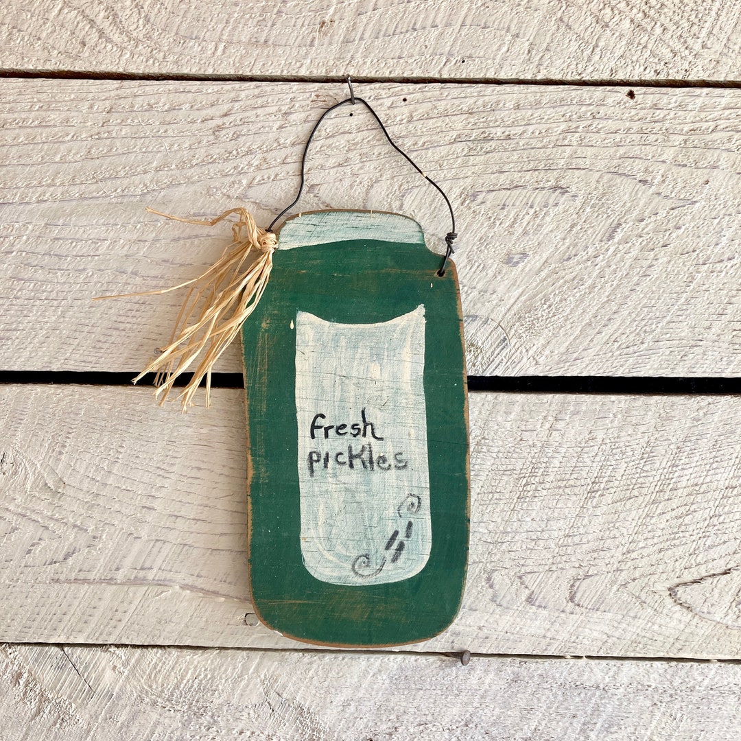 Wood Painted Pickle Jar Wall Hanging Farmhouse Kitchen Decor ...