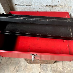 Tool Box Metal Red Distressed Tool Box Storage Industrial Box Removable ...