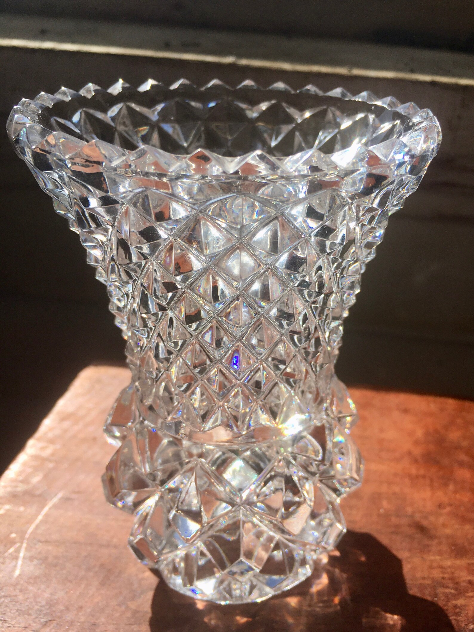 Crystal Vase Diamond Cut Small Cut Glass Vase Fluted - Etsy