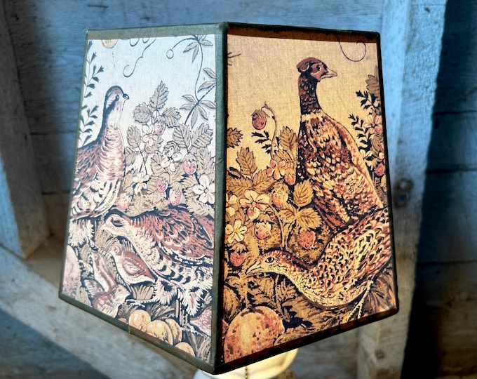 Hexagon Fabric Lampshade Pheasants Floral Print 6 Sided Lamp Shade ...