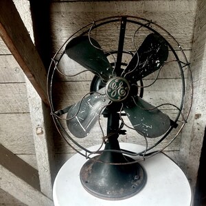 50s Vintage Fan General Electric Working Table GE Black Green Electric ...