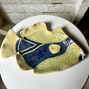 Huma Huma Stoneware Art Fish Platter Carved Fish Glazed Design Hand ...